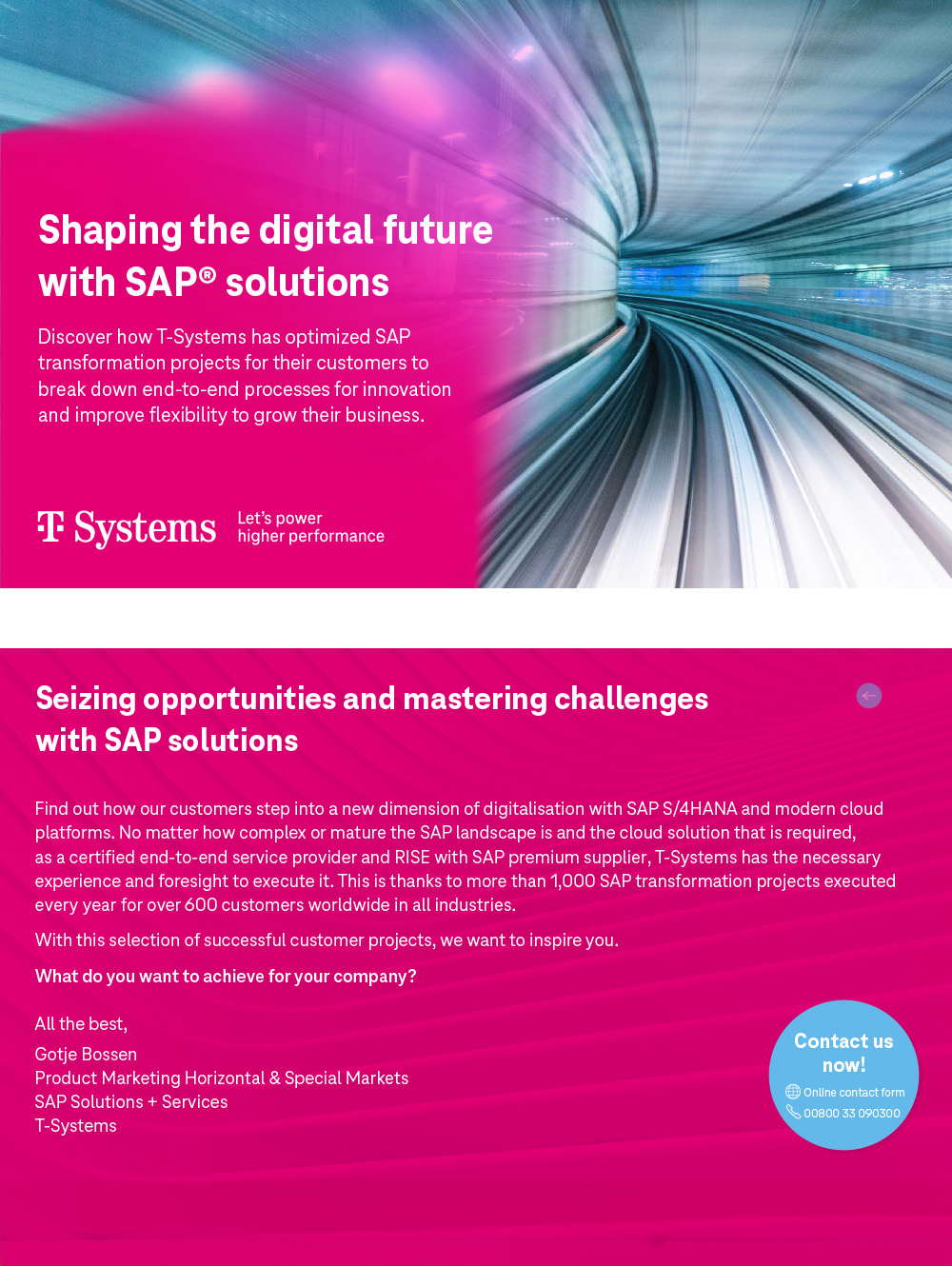 Shaping the digital future with SAP® solutions – T-Systems